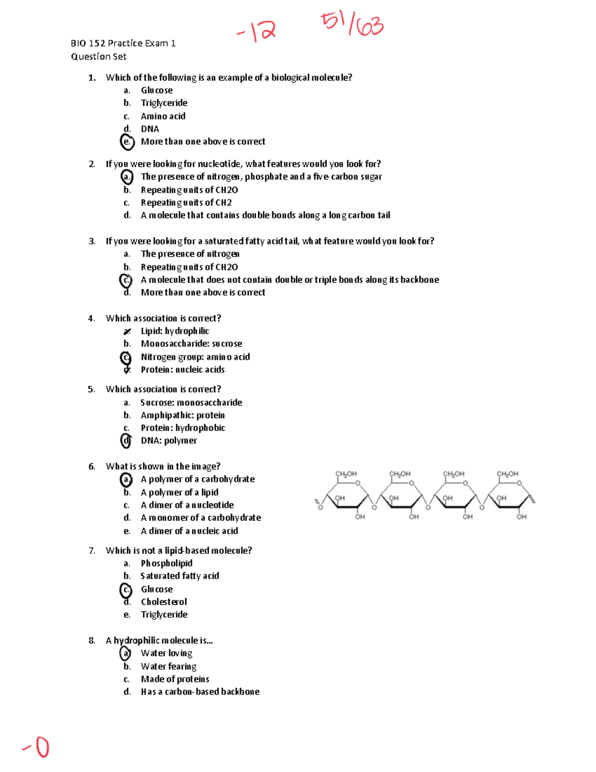 BIO152 Exam1 Practice Question Set - Question Set 1. Which of the following is an example of a ...