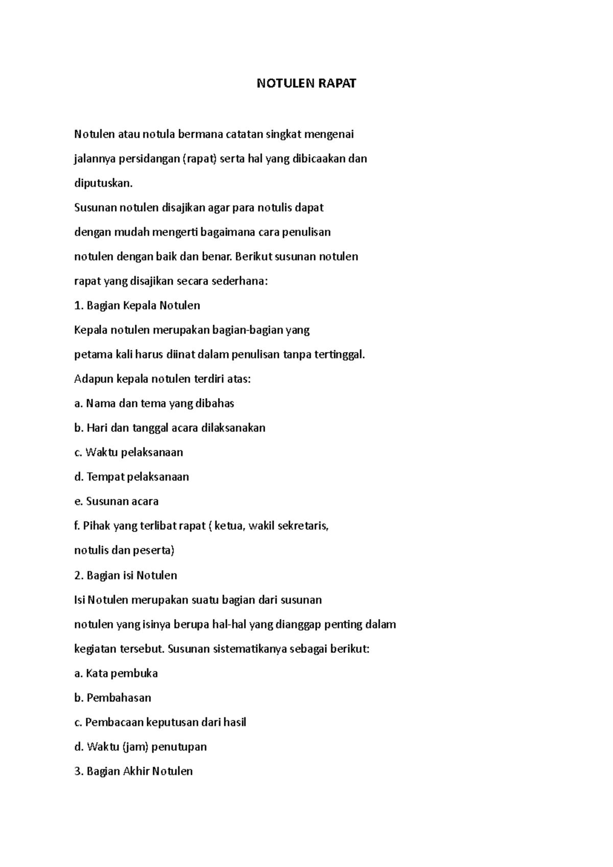 Manajemen Perkantoran - Notulen Rapat - NOTULEN RAPAT Notulen atau ...