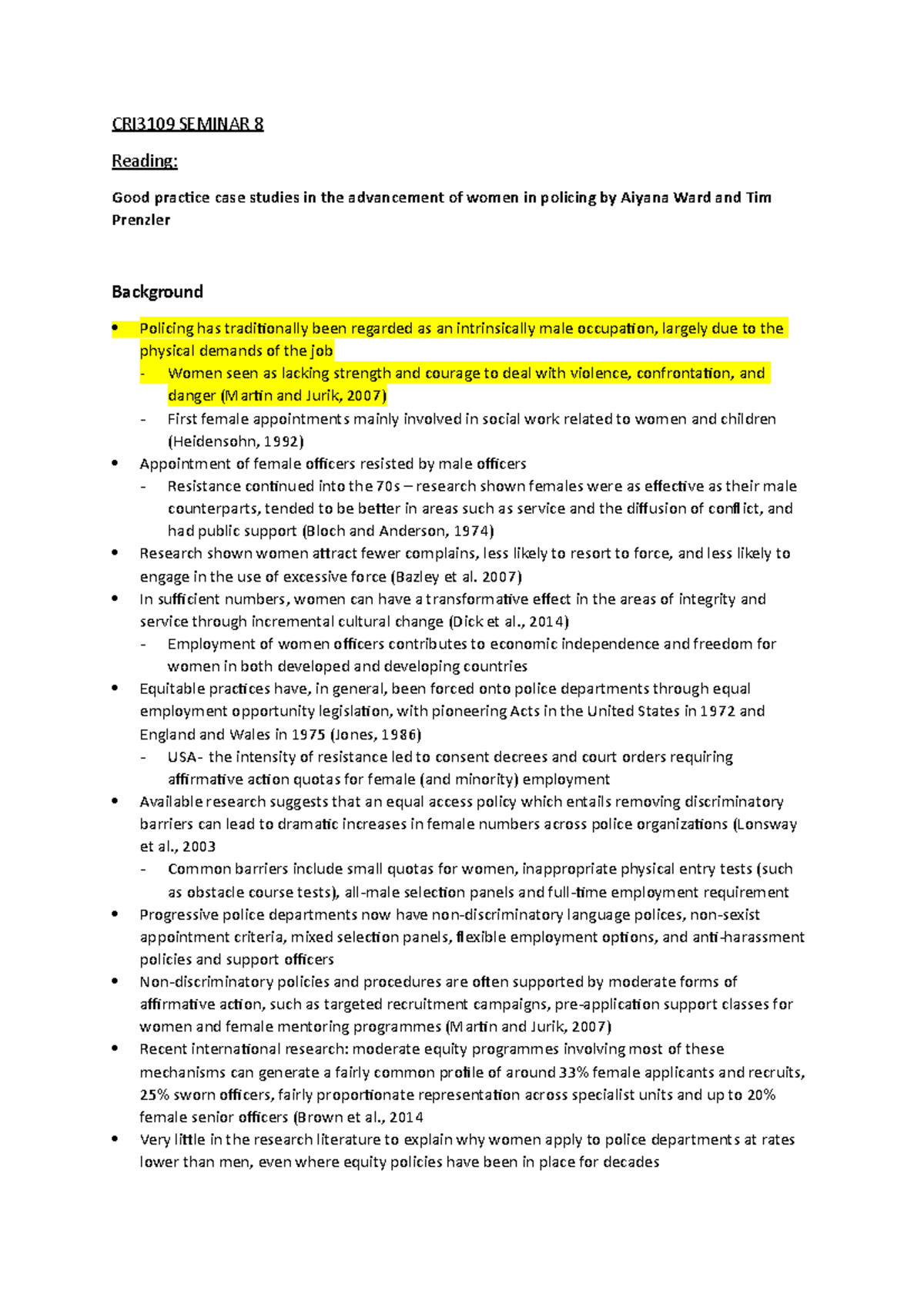 CRI3109 Seminar 8 - Clare Kinsella - CRI3109 - EdgeHill - Studocu