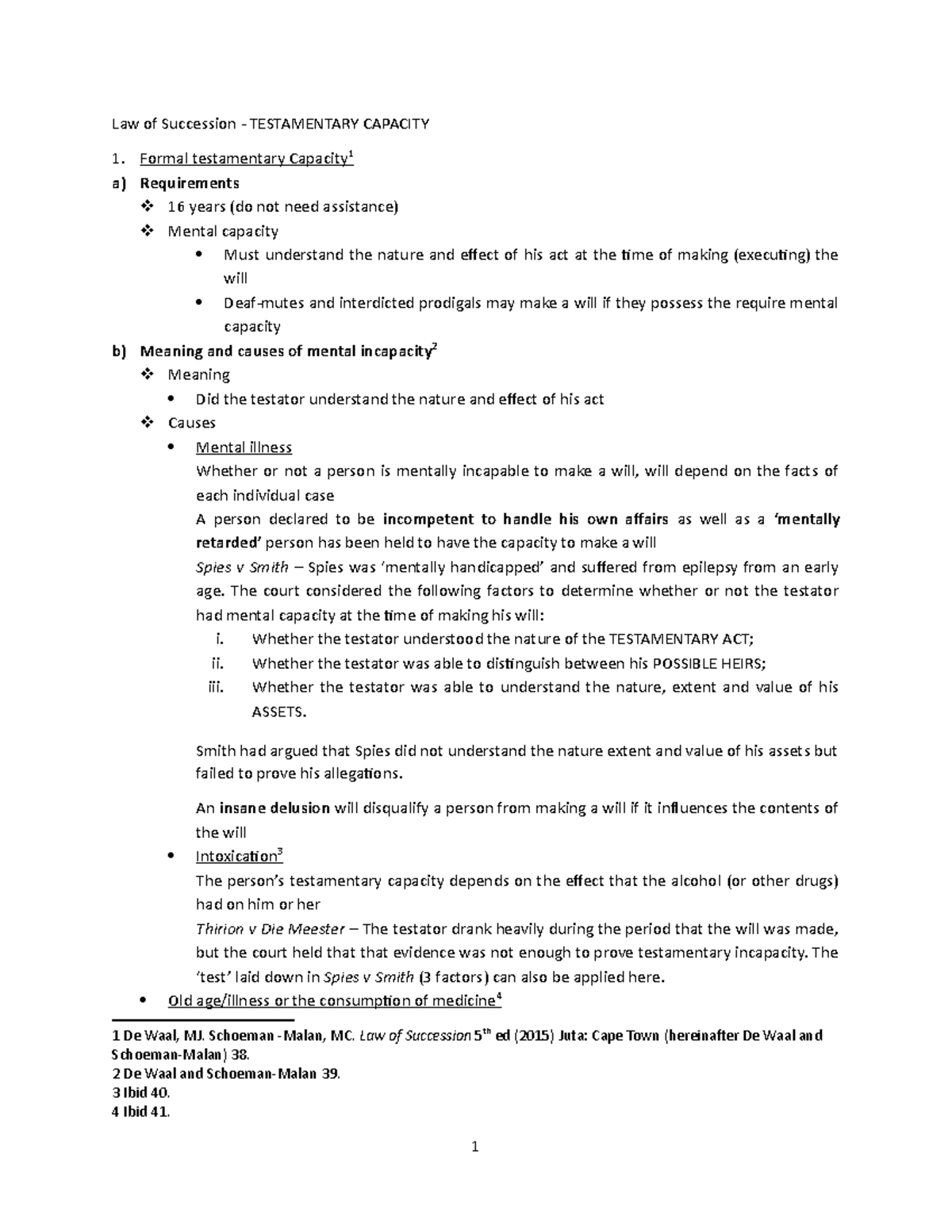 Law of succession (Testamentary capacity) - Law of Succession ...