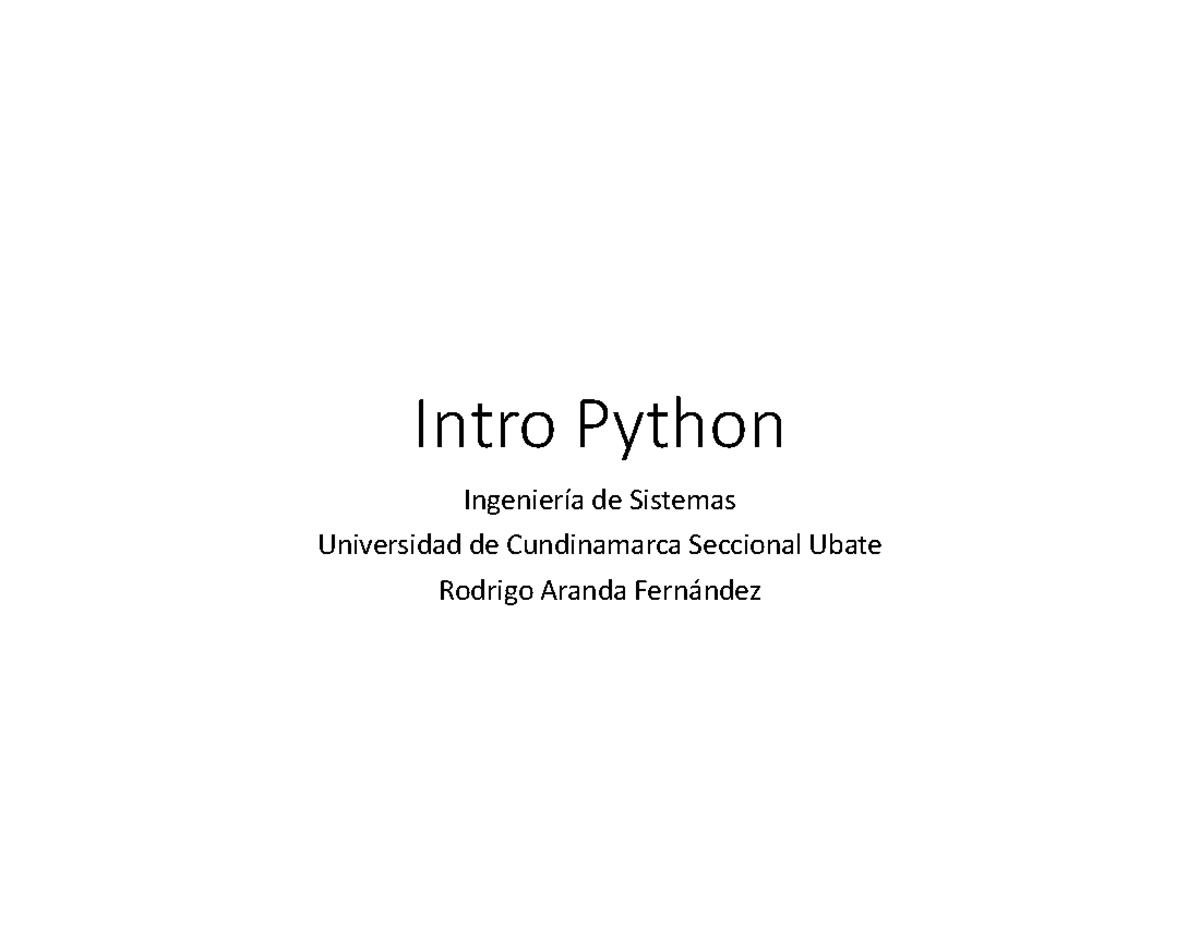 Intro Python - inteligencia - Inteligencia Artificial - Intro Python ...