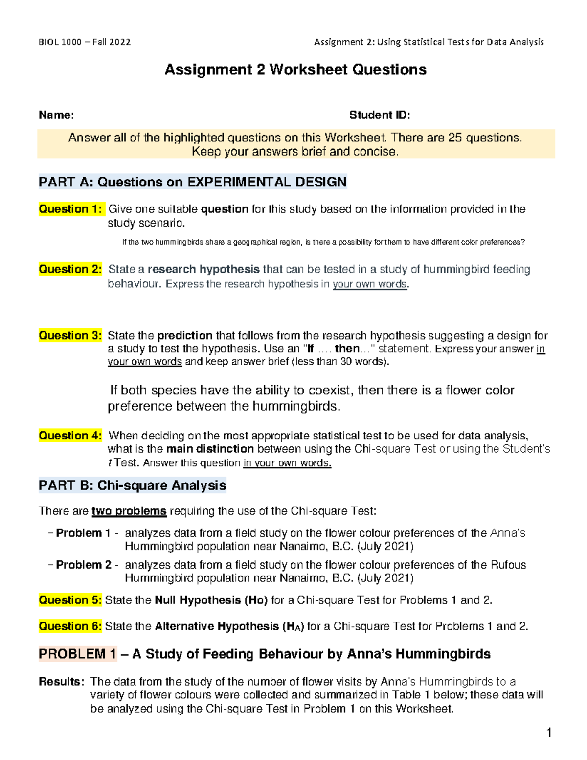 Assignment 2 Worksheet foundations - Assignment 2 Worksheet Questions ...