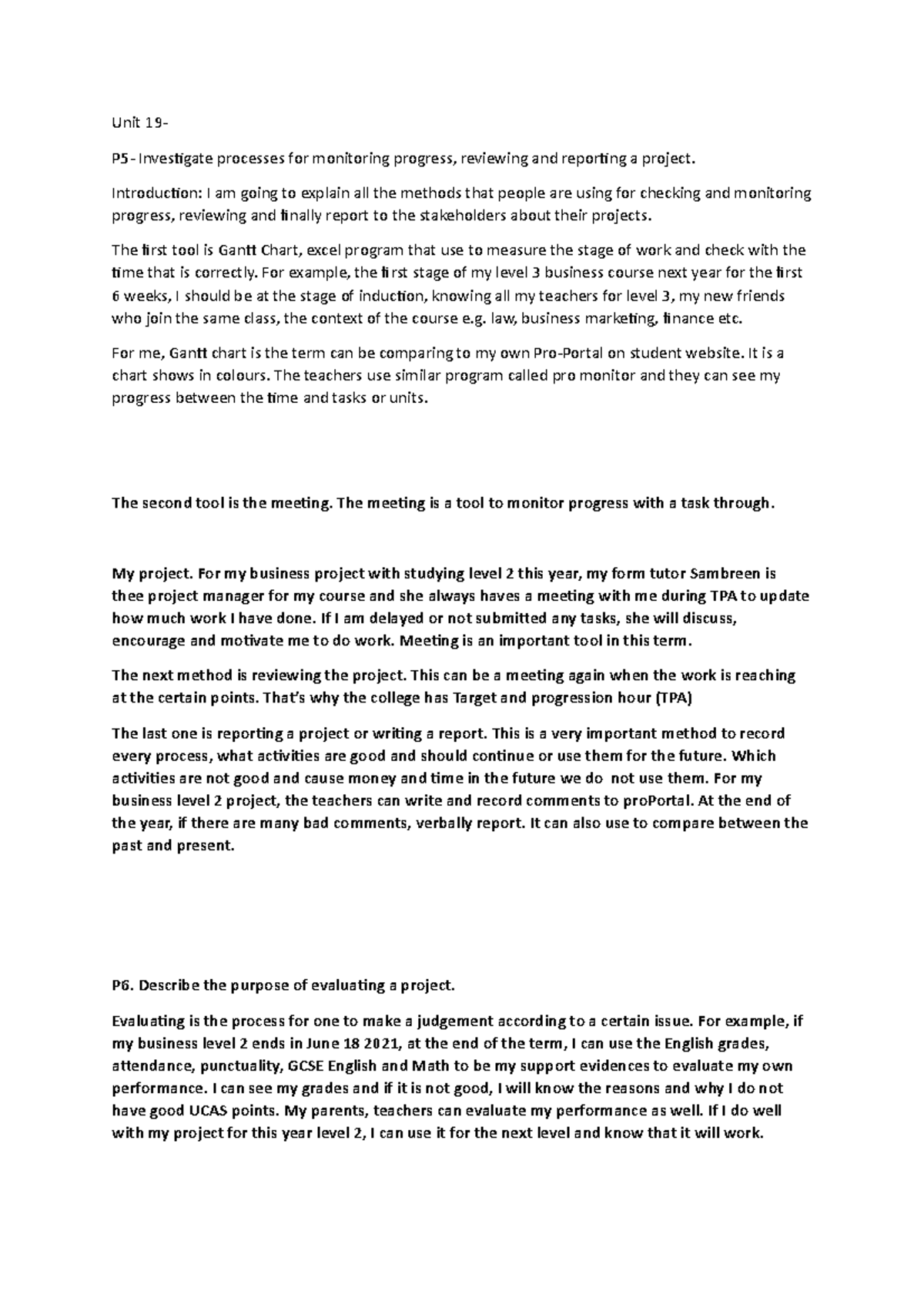 Unit 19 P5 AND P6 - unit 19 - Unit 19- P5- Investigate processes for ...