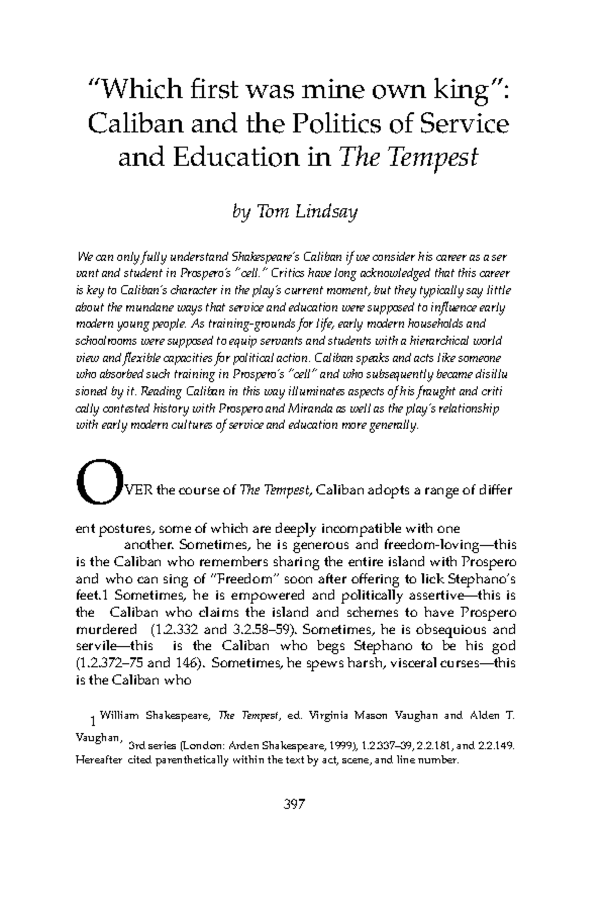 Caliban reading - “Which first was mine own king”: Caliban and the ...