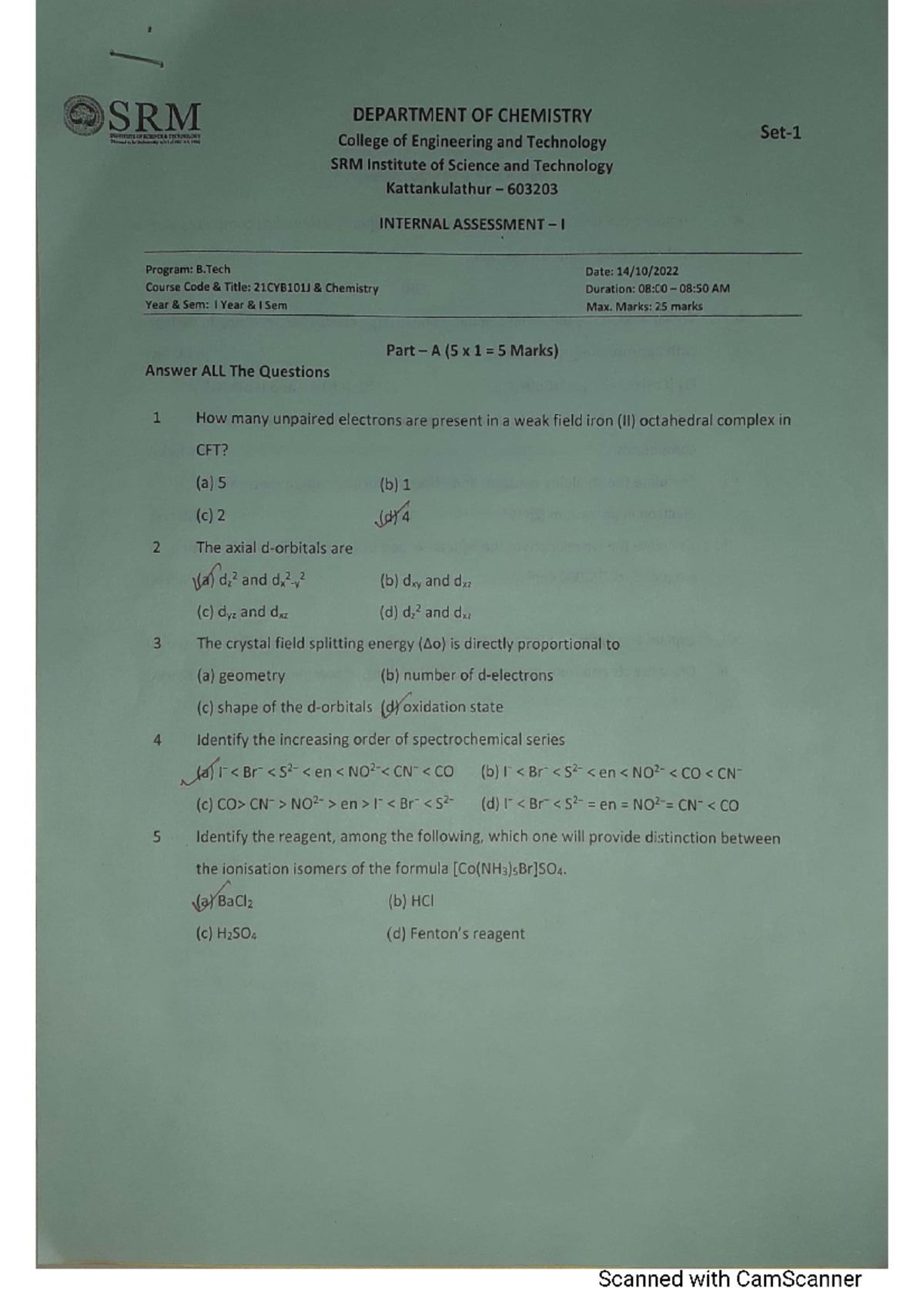 Chemistry CT1 QP - Chemistry SL - Studocu