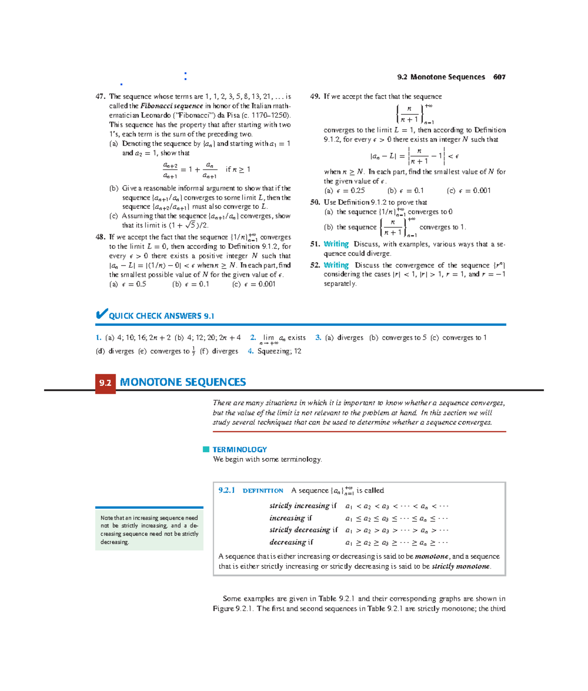 Math work ch9-2 - Math work - 9 Monotone Sequences 607 47. The sequence whose terms are 1, 1, 2 ...