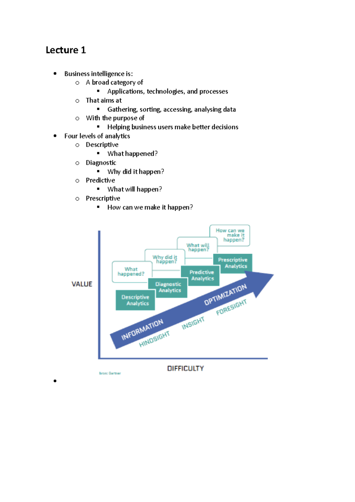 Bia Lectures Lecture Notes Lecture 1 Business Intelligence Is O A