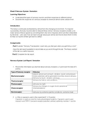Week 6 lab - Week 6 lab report - Week 6 Endocrine System Lab Learning Objectives Learn about the ...