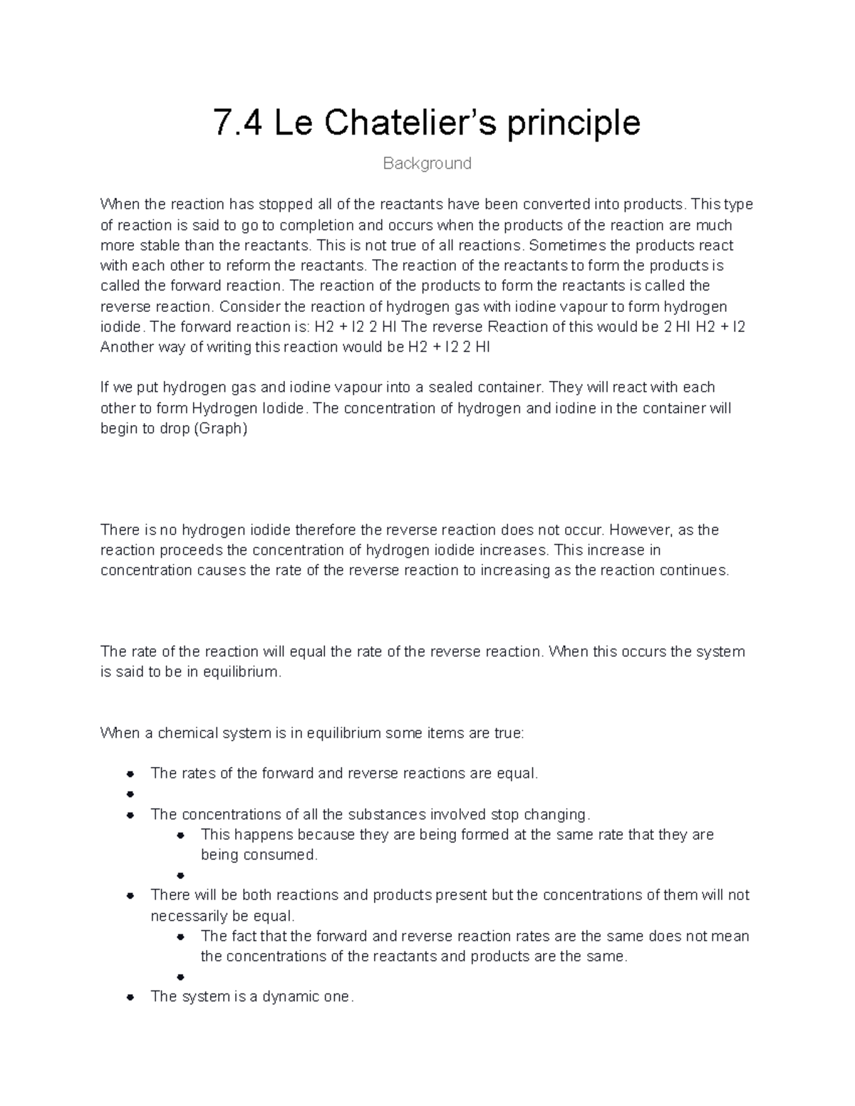 Equilibrium Virtual Lab - 7 Le Chatelier’s principle Background When ...