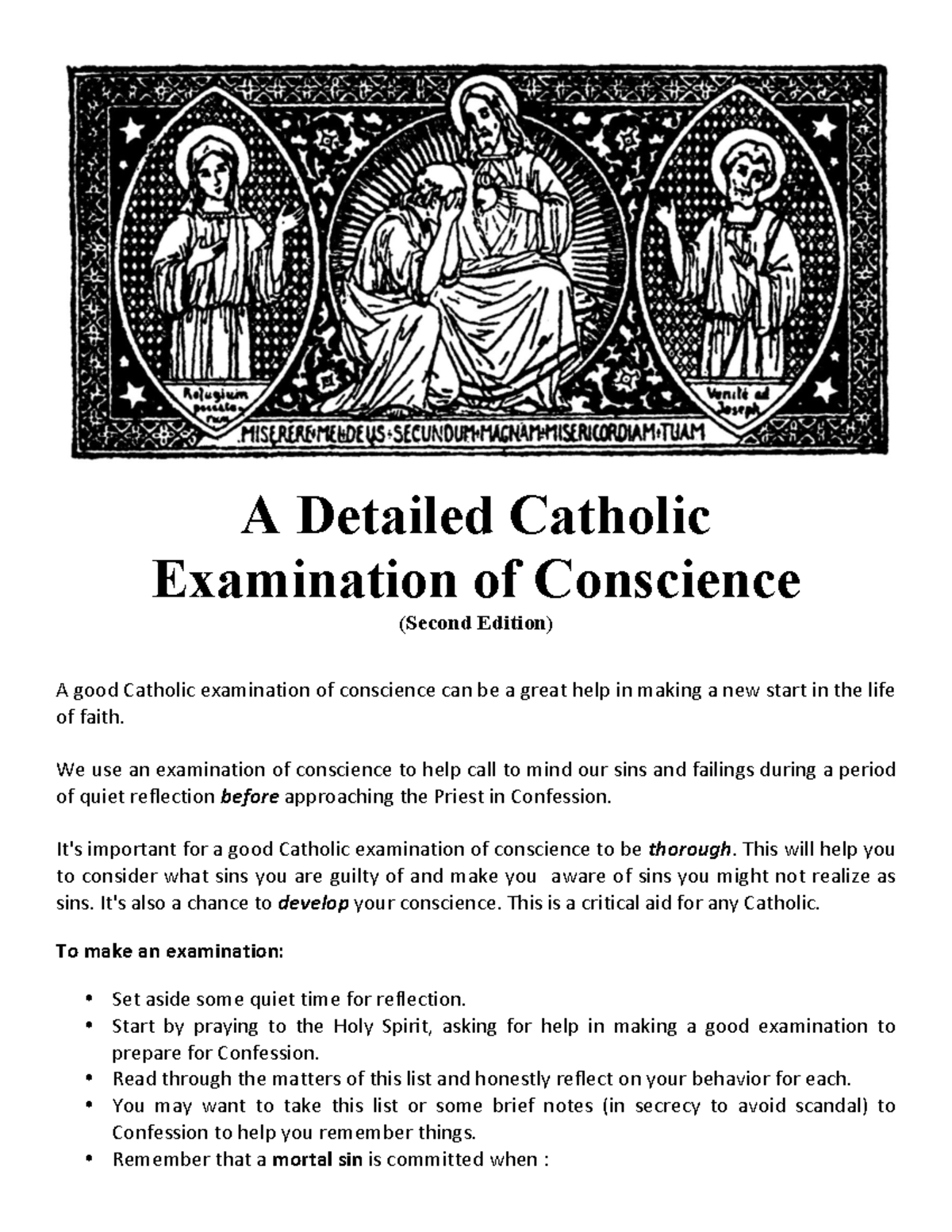 A detailed catholic examination of conscience 2nd ed - A Detailed Catholic Examination of ...