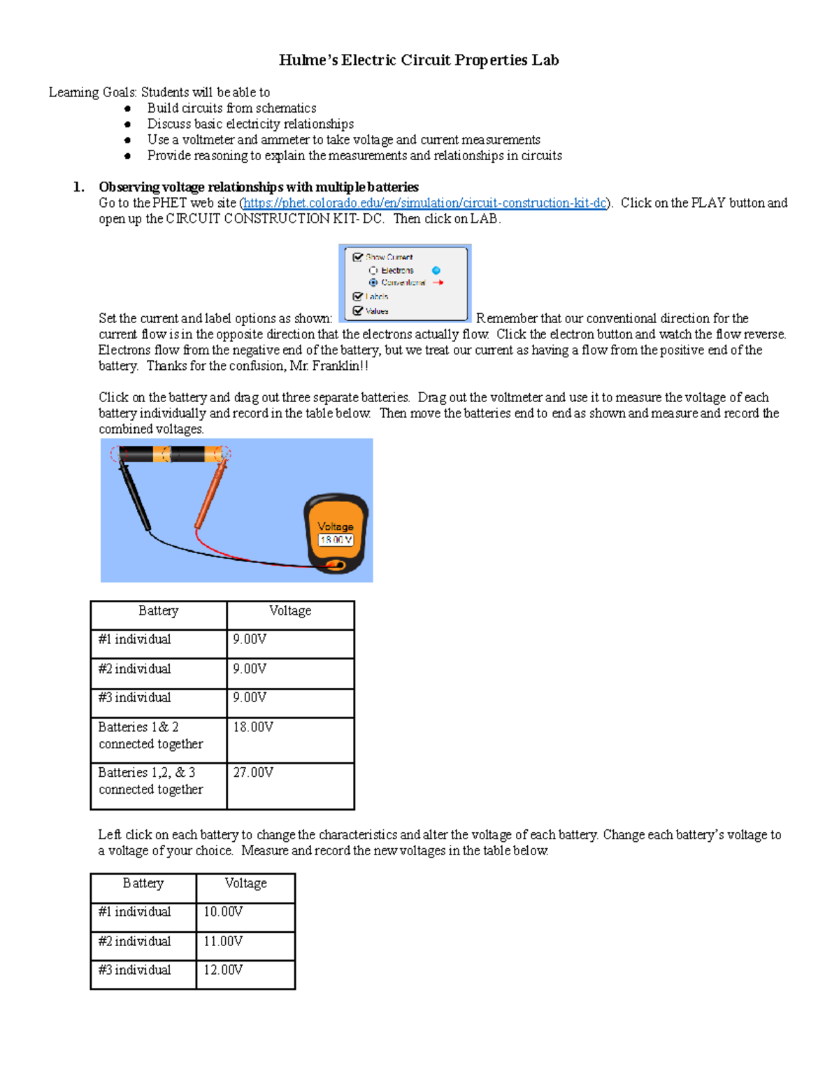 Niyam Patel's Phet Circuit Lab - Hulme’s Electric Circuit Properties ...