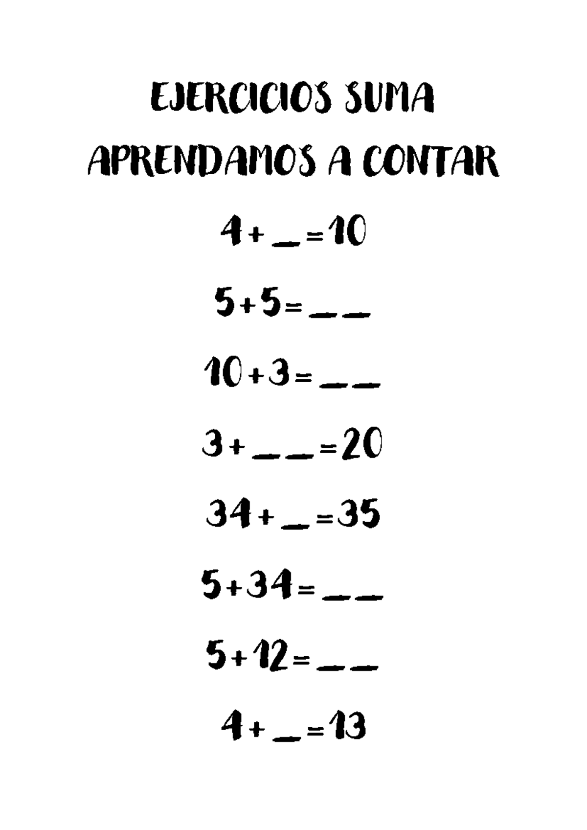 Ejercicios SUMA Aprendamos A Contar - Matematica - EJERCICIOS SUMA APRENDAMOS A CONTAR ...