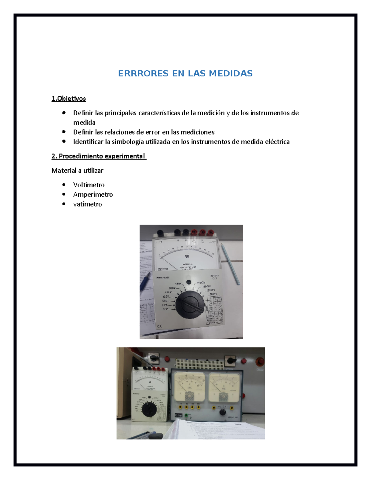 errores de medida - ERRRORES EN LAS MEDIDAS 1 Definir las principales ...