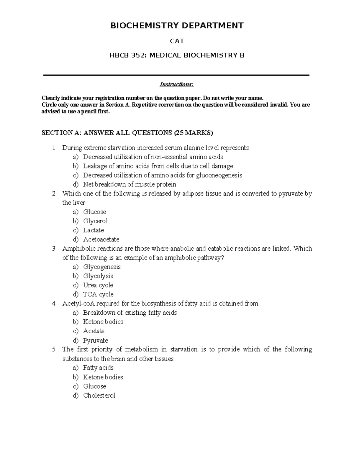 Differential Metabolism - BIOCHEMISTRY DEPARTMENT CAT HBCB 352: MEDICAL ...