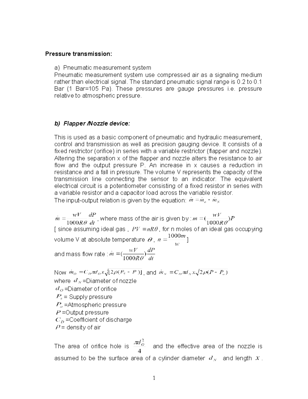 Pressure transmission - The standard pneumatic signal range is 0 to 0 ...