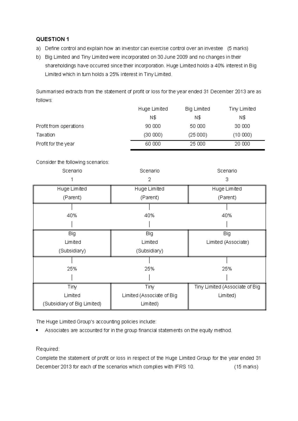Question 1 test 3b - TEST PREP - QUESTION 1 a) Define control and ...