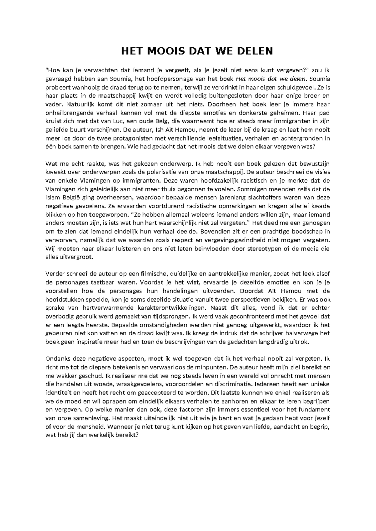NED5 Recensie 5ECMTb Neagu Amalia - HET MOOIS DAT WE DELEN “Hoe kan je ...