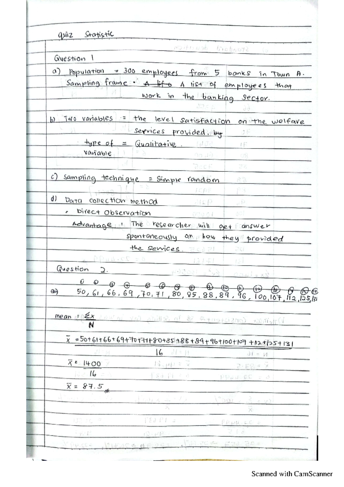 Quiz sta404 - quiz statistic - Statistic - Scanned with CamScanner Scanned with CamScanner - Studocu