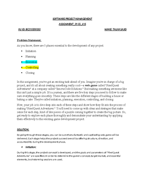 CS 615 Assignment no 1 - Student Name Student ID Problem Statement: As you know, there are 5 ...