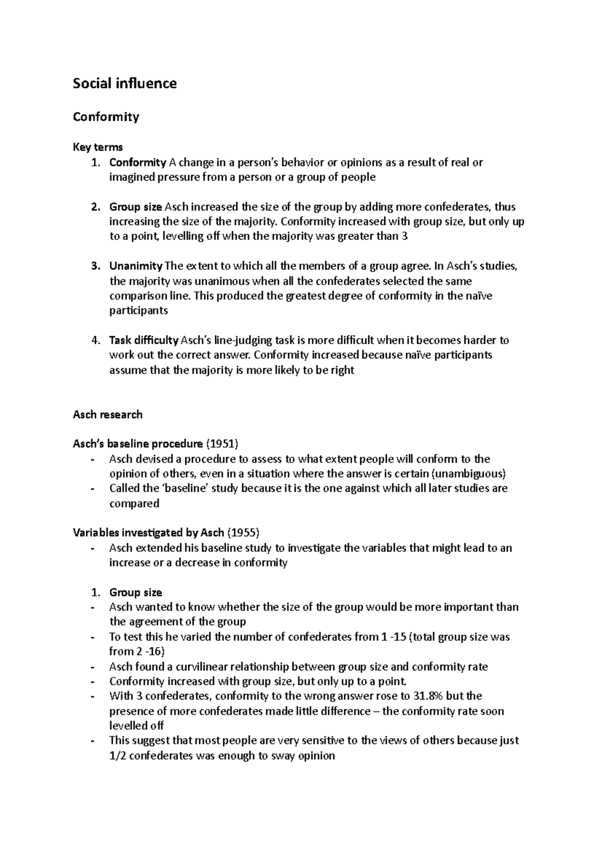 1. Social influence - a level - Social influence Conformity Key terms 1 ...