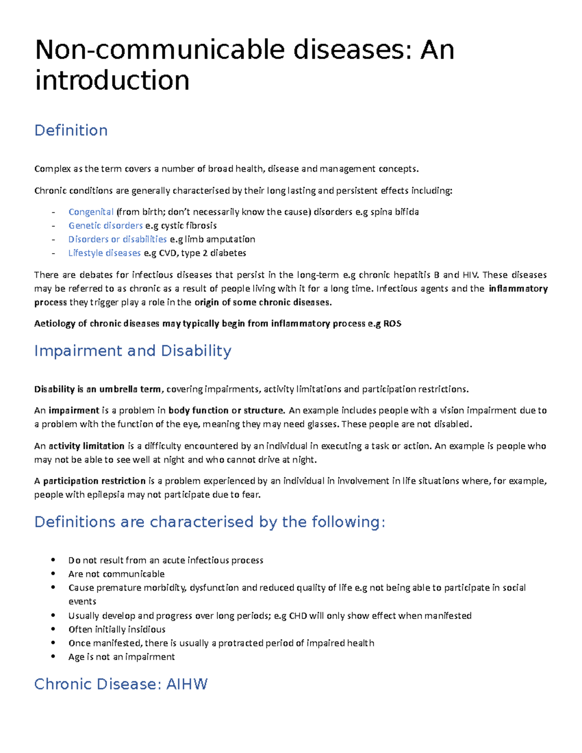 4 NCD- Week 4 - Non-communicable diseases - Non-communicable diseases ...