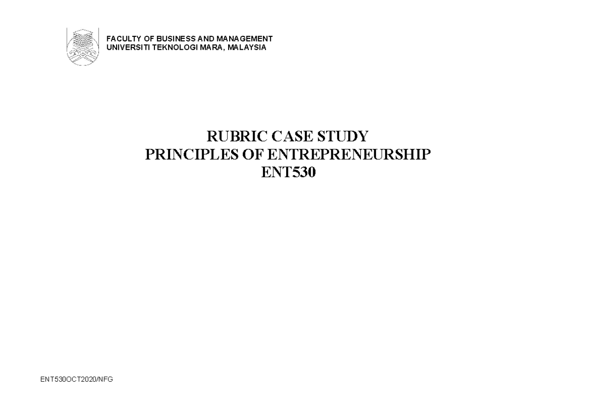 Case Study Rubrics Oct2020 Faculty Of Business And Management