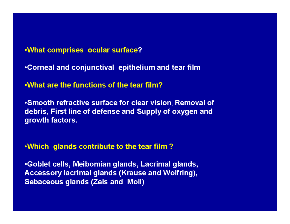 Tear film and corneal epithelium - What comprises ocular surface ...