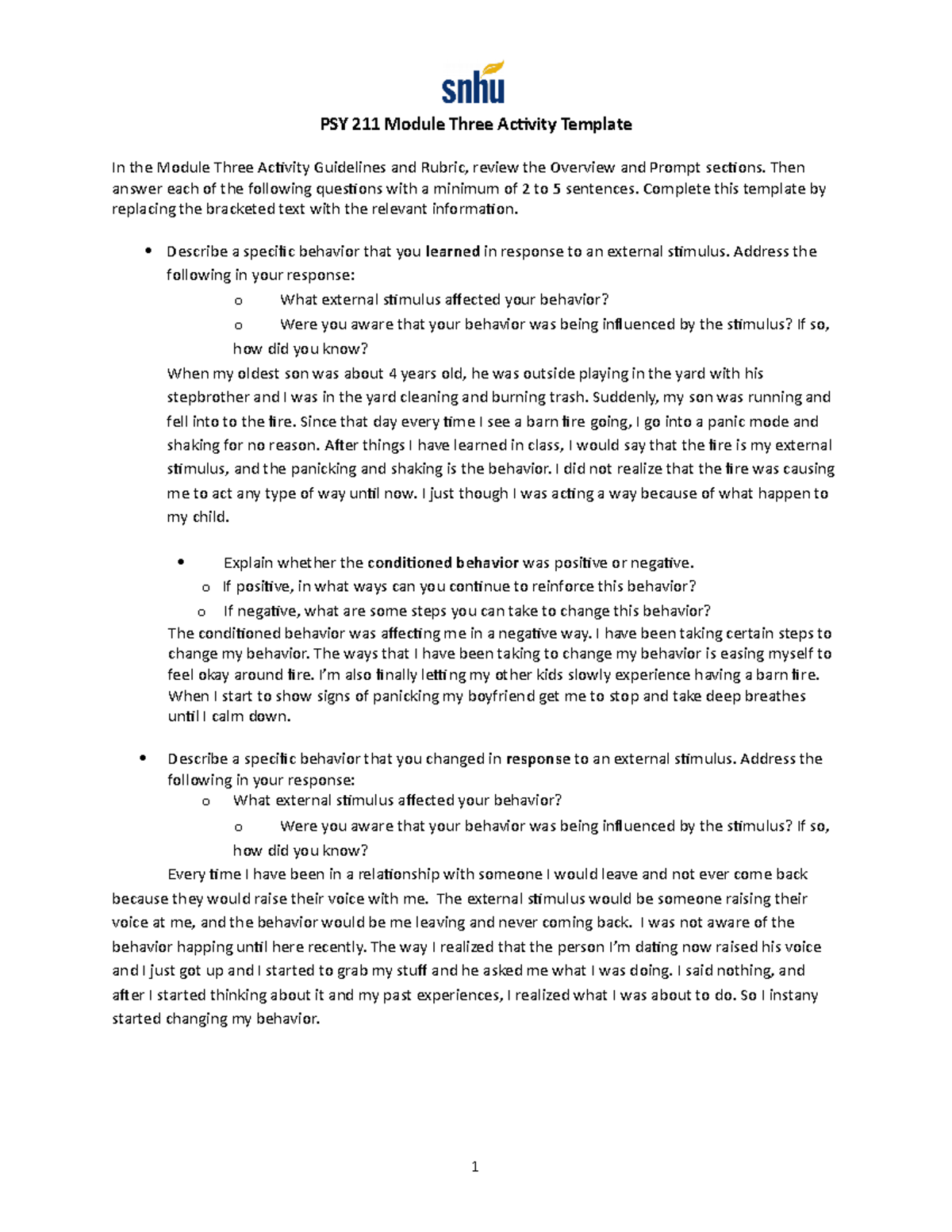 LS Module 3 answered - ass for mod 3 - PSY 211 Module Three Activity ...