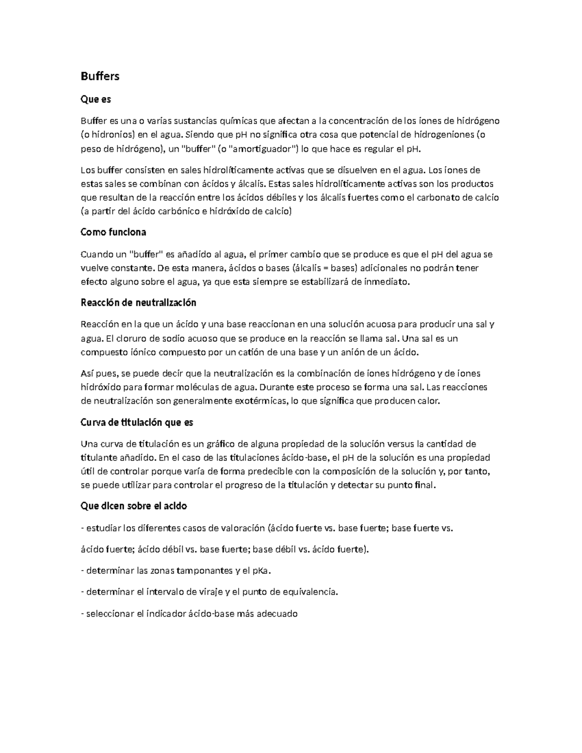 Buffers - Buffers Que es Buffer es una o varias sustancias químicas que ...