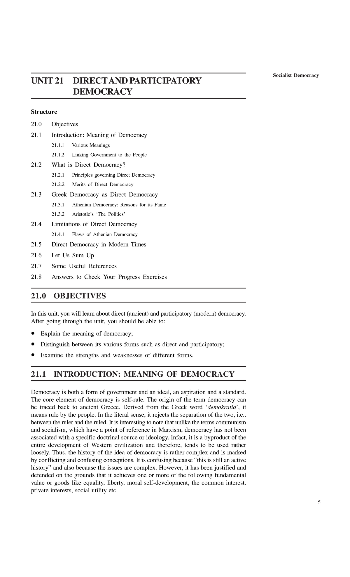 Unit-21 - direct democracy - Socialist Democracy UNIT 21 DIRECT AND ...