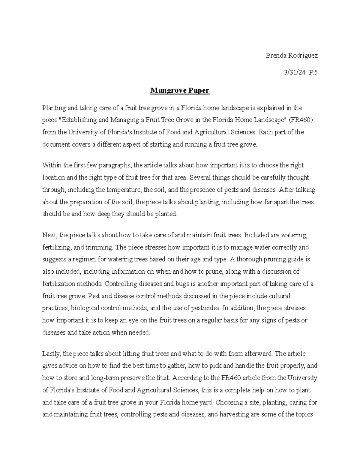 Mangrove Paper for Marine Science - Brenda Rodriguez 3/31/24 P ...