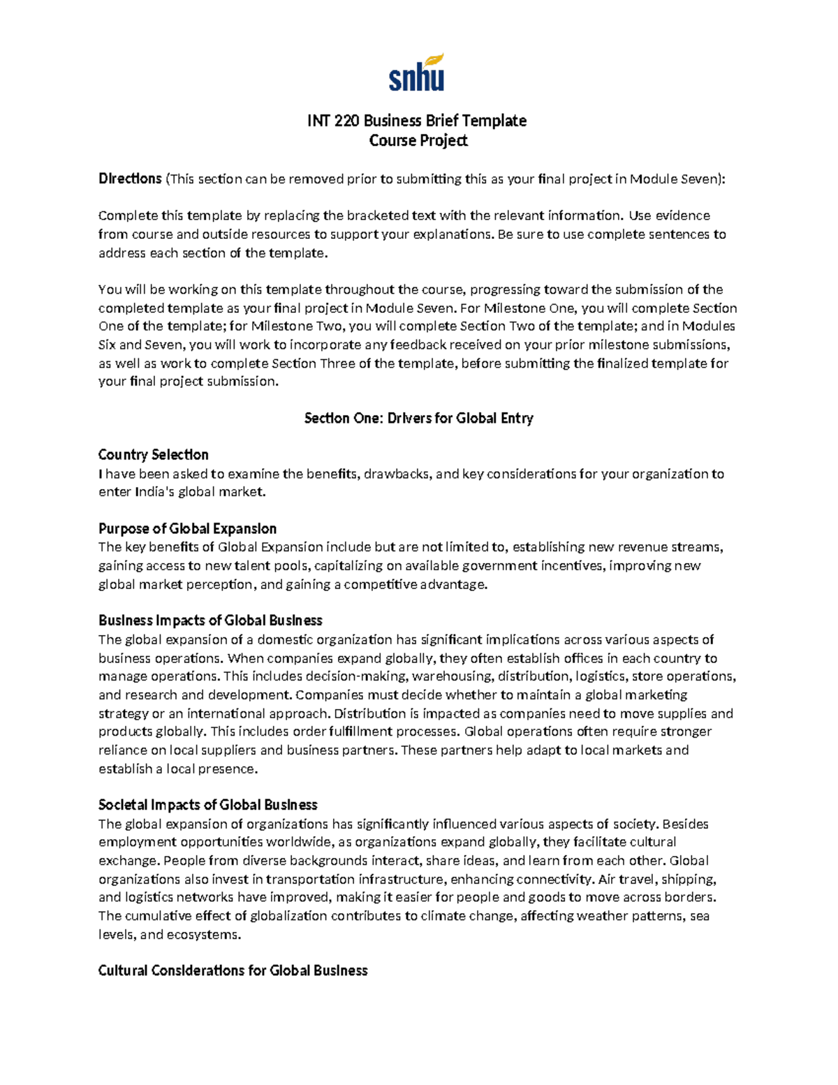 INT 220 Business Brief Template - INT 220 Business Brief Template ...