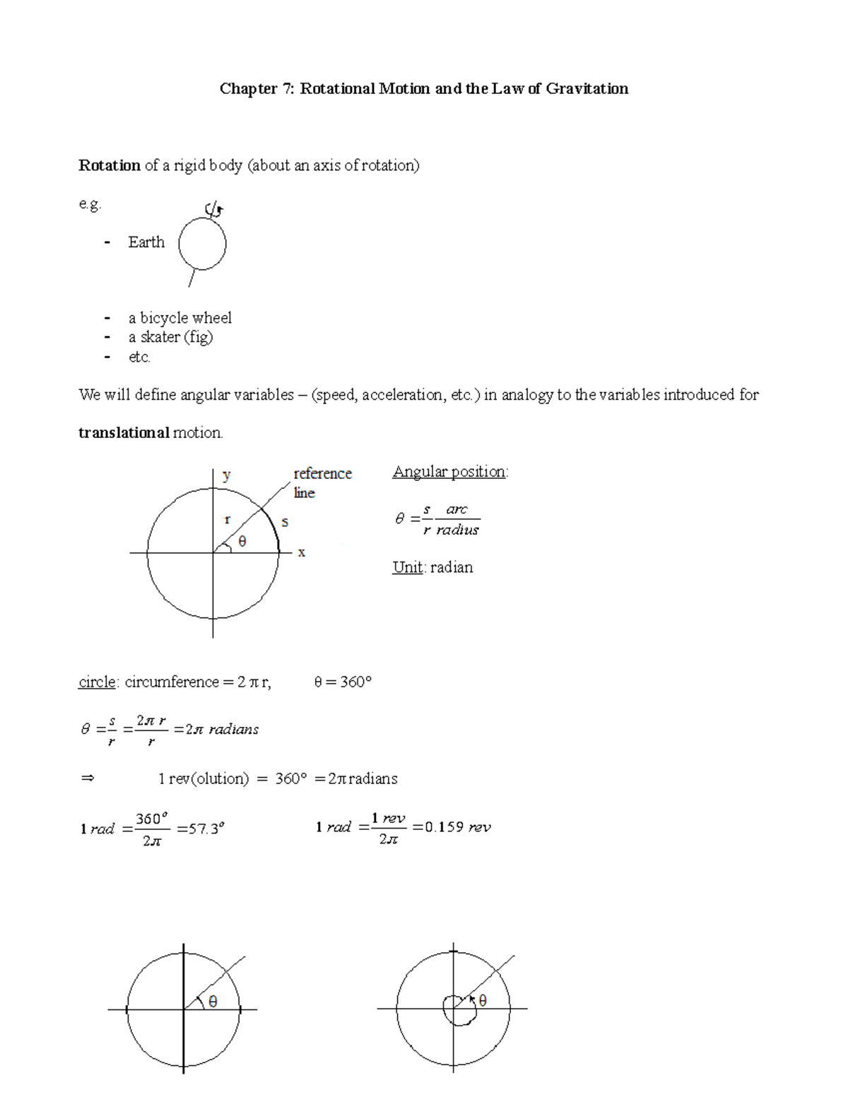 Phy101 Ch7 Lecture Notes - Chapter 7: Rotational Motion and the Law of ...