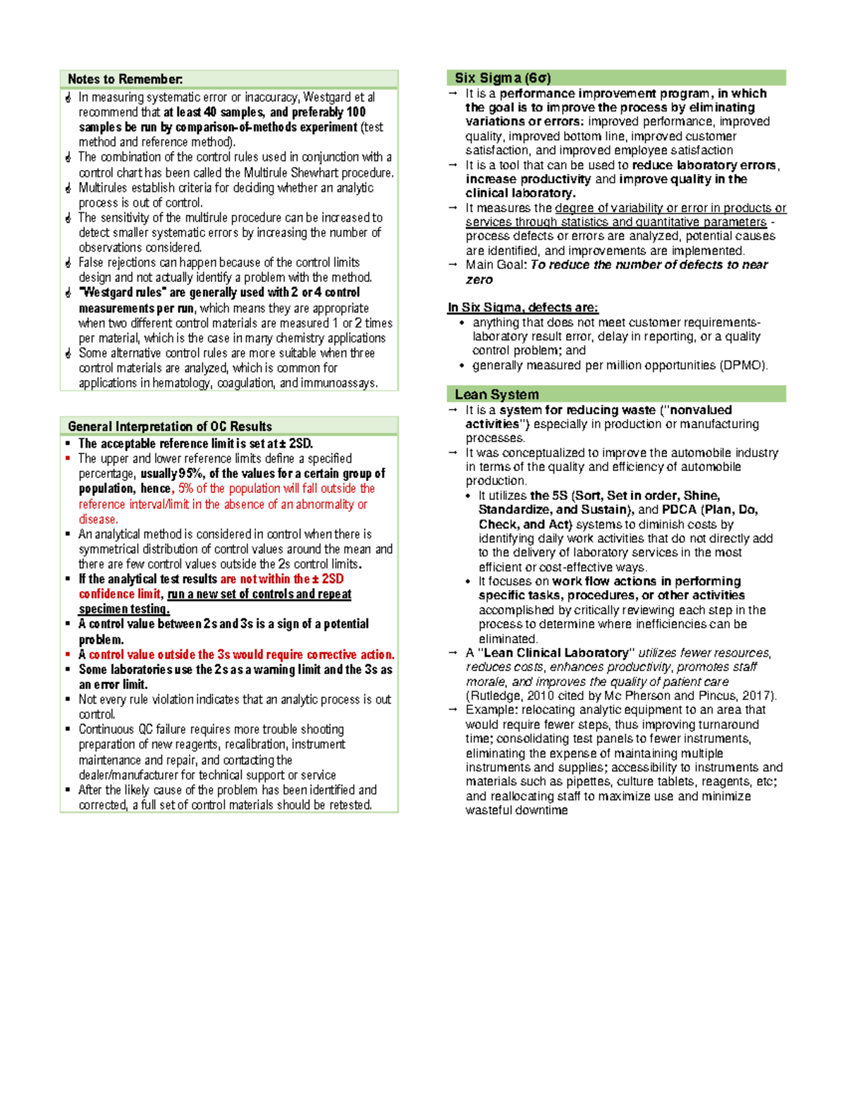 Notes to Remember - Notes to Remember: In measuring systematic error or ...