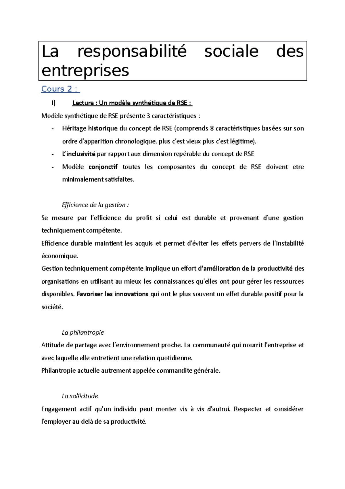 La responsabilité sociale des entreprises - La responsabilité sociale ...