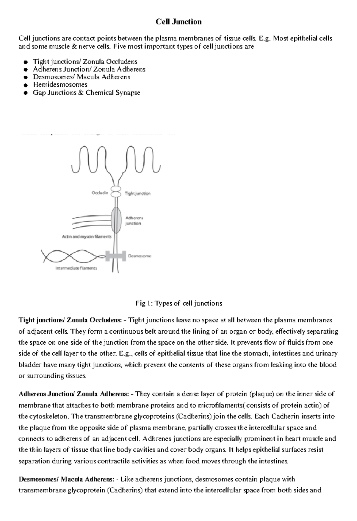 Cell Junction( Nursing) - Cell Junction Cell junctions are contact ...