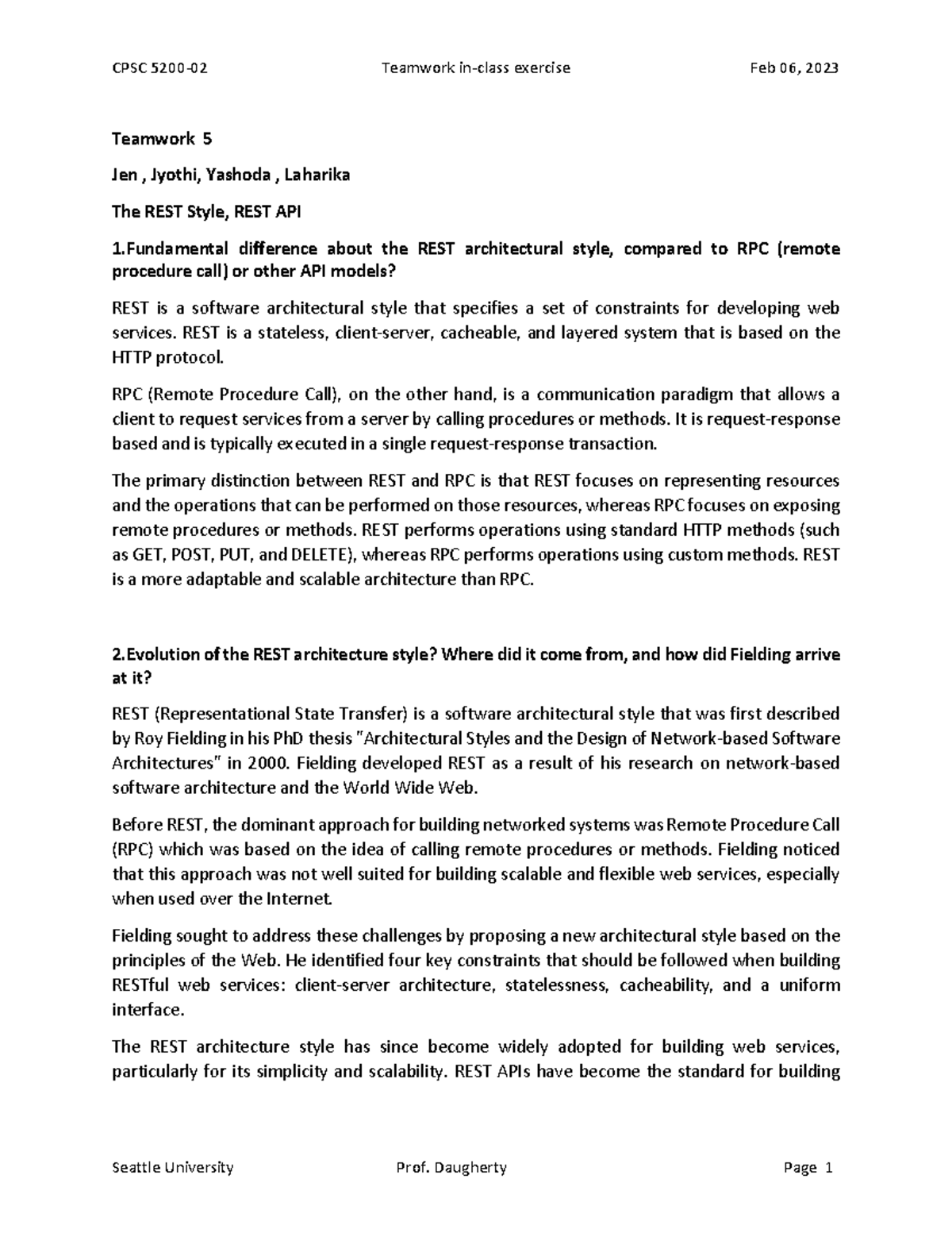 Teamwork 5 new 1 - assignment - Teamwork 5 Jen , Jyothi, Yashoda ...