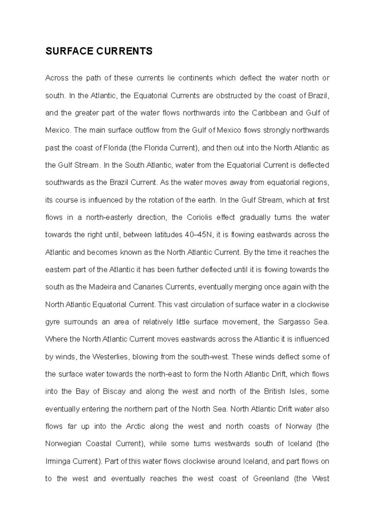 Lecture Notes Surface Currents - SURFACE CURRENTS Across the path of ...