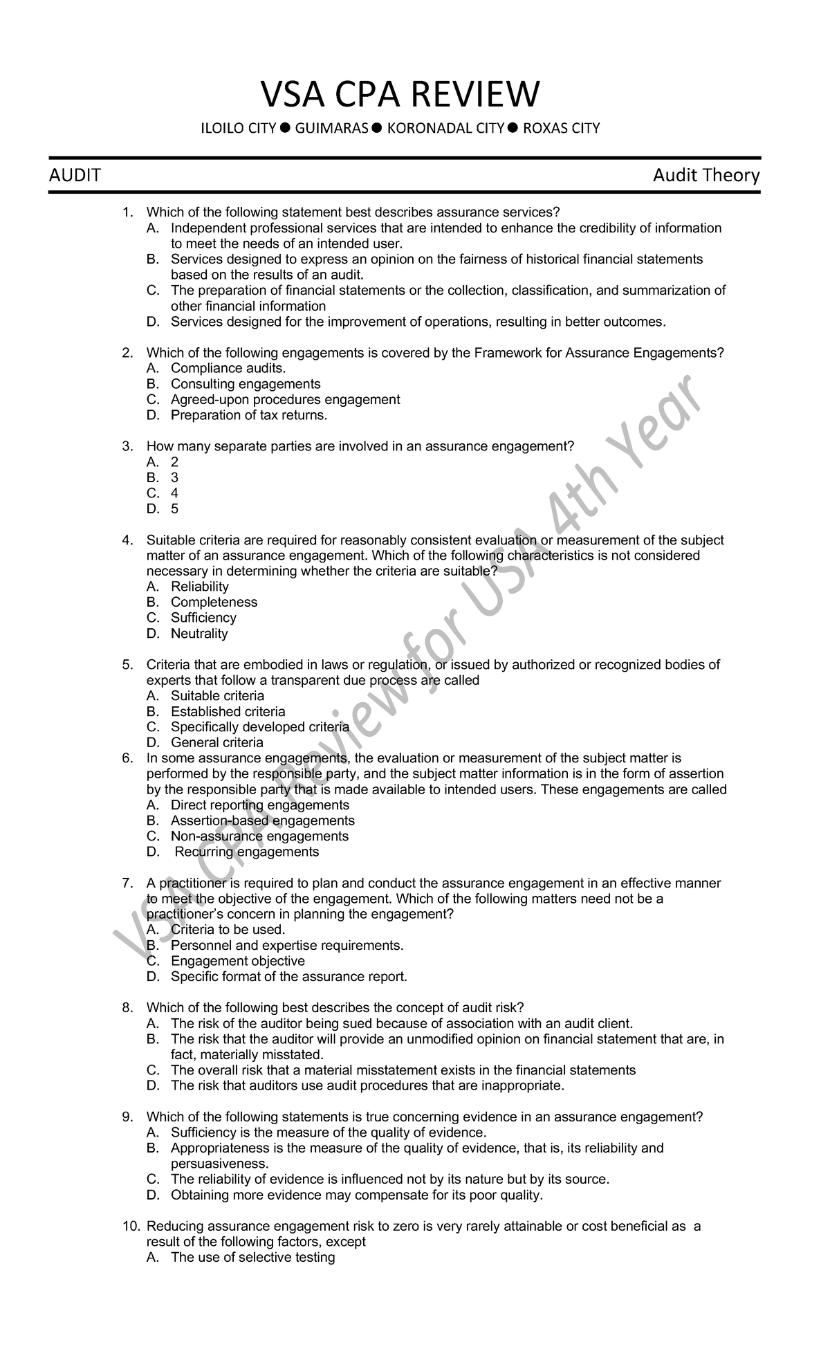 AT usa - VSA CPA REVIEW ILOILO CITY GUIMARAS KORONADAL CITY ROXAS CITY ...