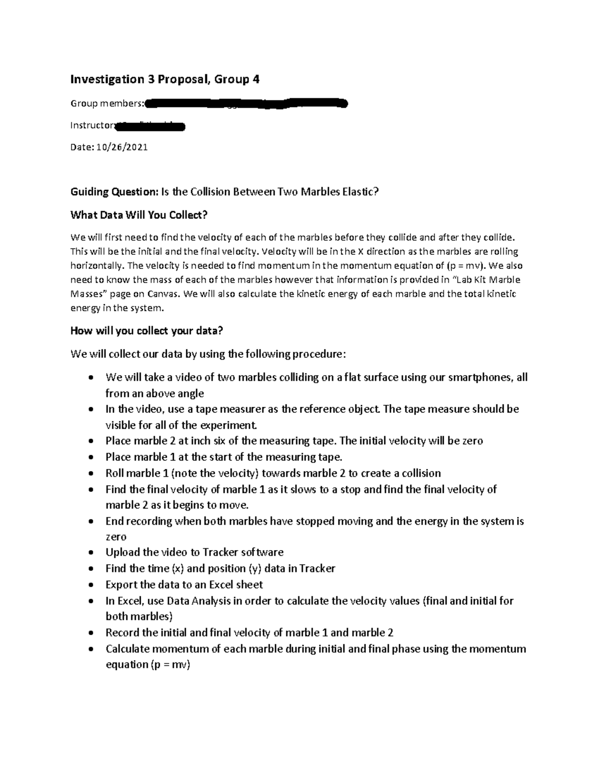 Lab 3 Investigation Proposal - Investigation 3 Proposal, Group 4 Group ...