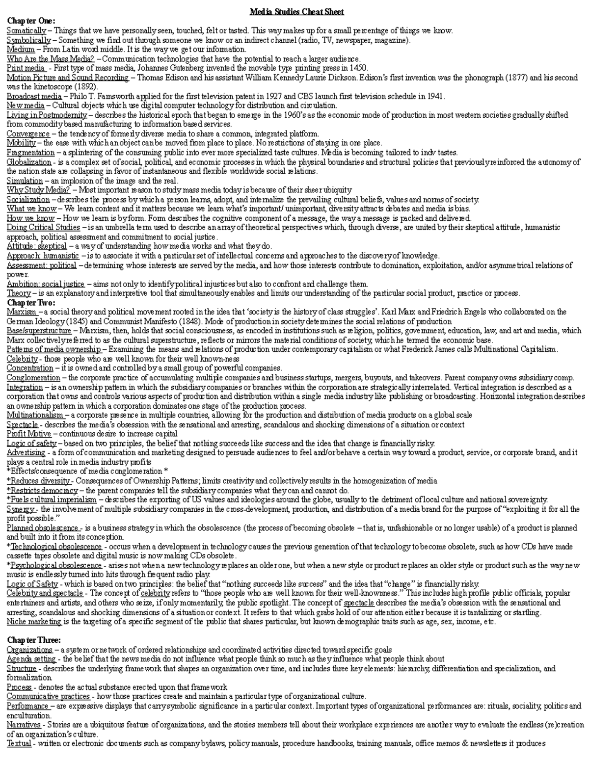 Media-Studies-Cheat-Sheet - Media Studies Cheat Sheet Chapter One ...
