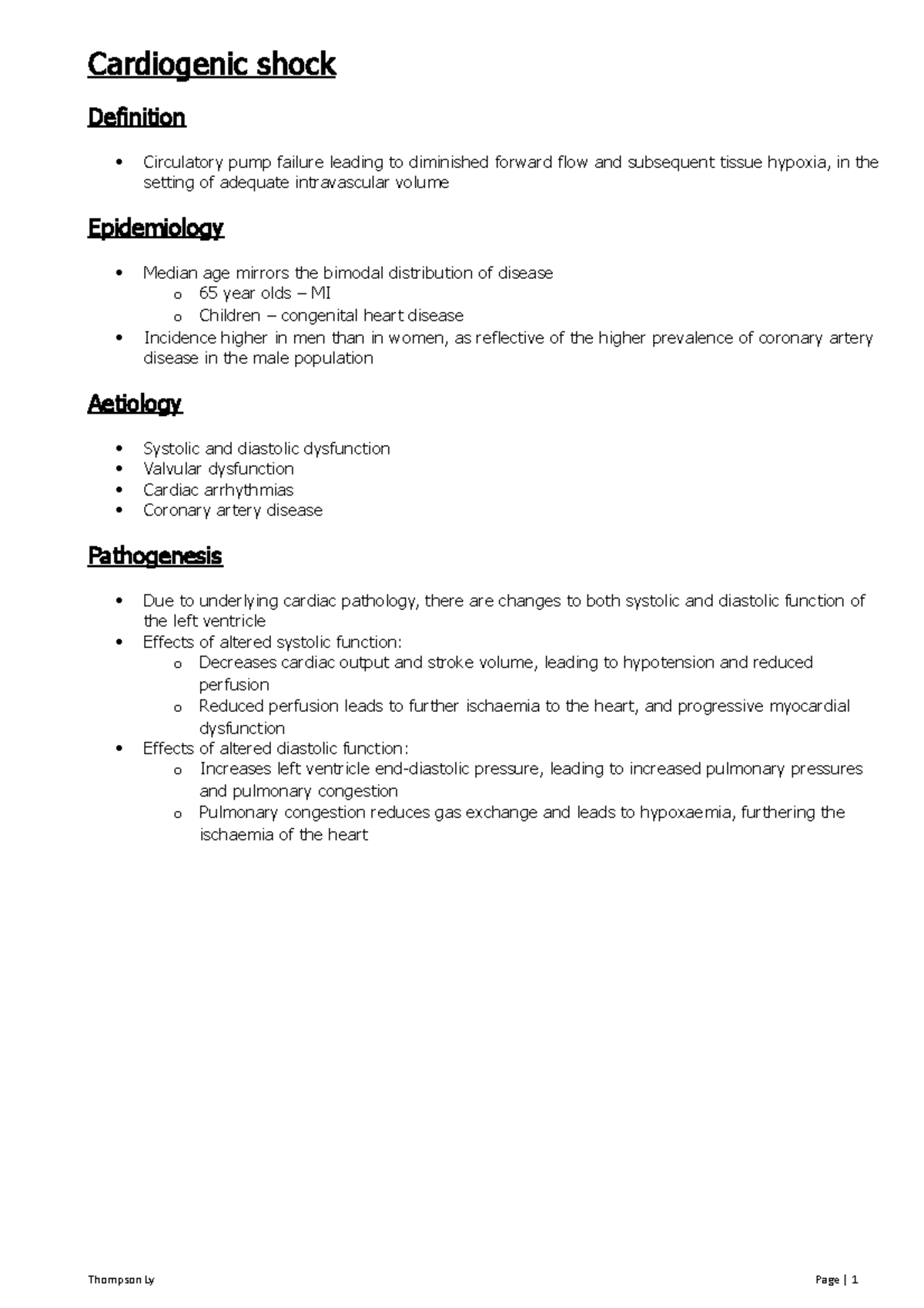 Cardiogenic shock - medicine notes - Cardiogenic shock Definition ...