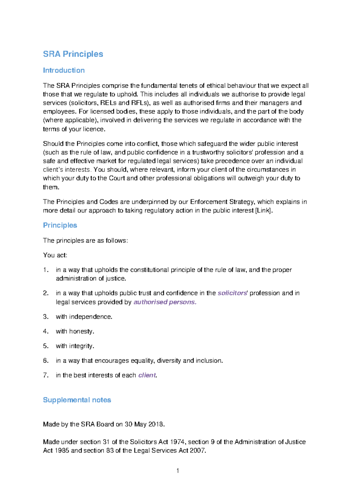 Annex A the new rules - Ok thank you - SRA Principles Introduction The ...