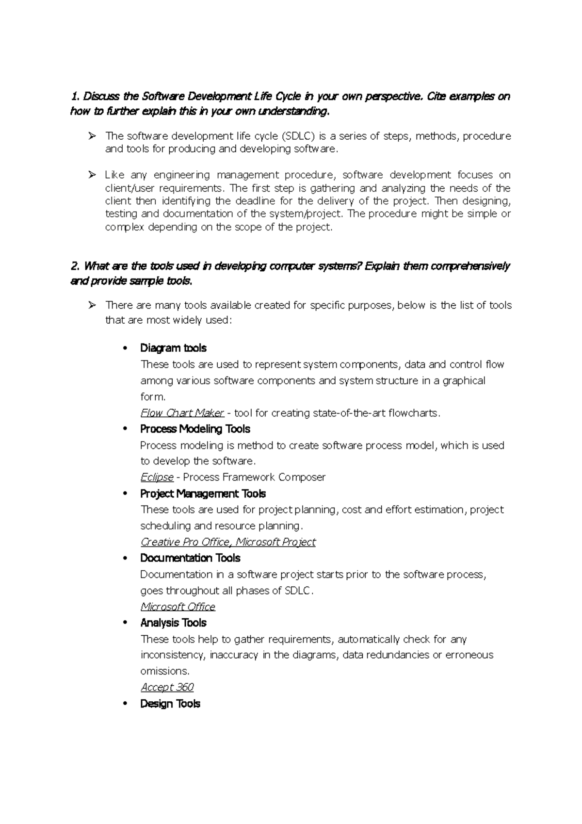 Exam 9 May 2018, questions and answers - Discuss the Software ...