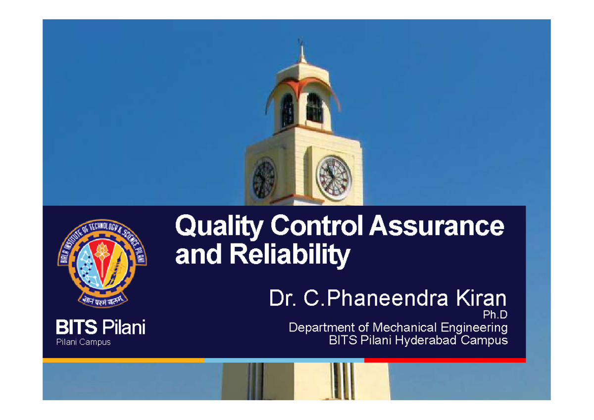 Ch6 - Lecture slides - BITS Pilani Pilani Campus Quality Control ...