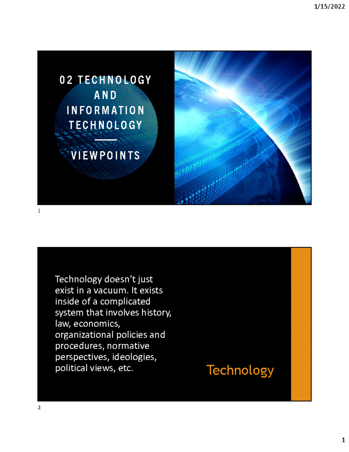 02 Technology and Information Technology - viewpoints - 0 2 T E C H N O ...