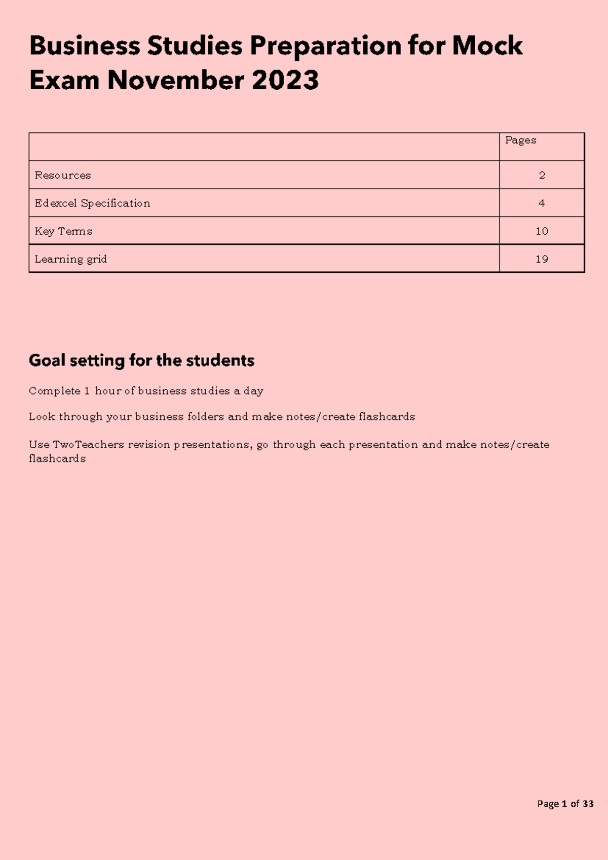 Business Studies HT Homework - Pages Resources 2 Edexcel Specification ...
