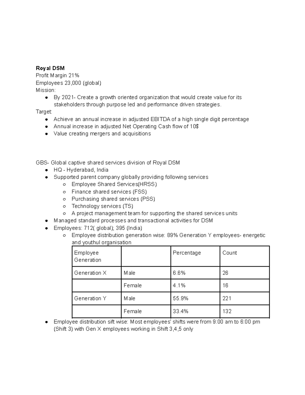 GBS Case study HR - Royal DSM Profit Margin 21% Employees 23,000 ...