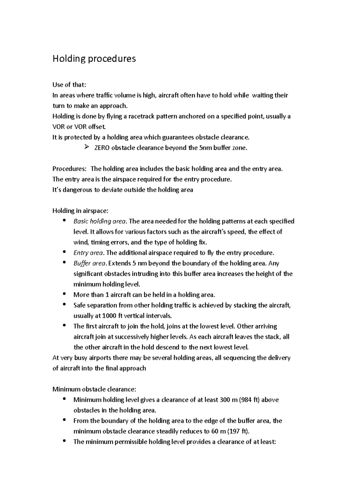 Holding procedures - Note to the subject - Holding procedures Use of ...