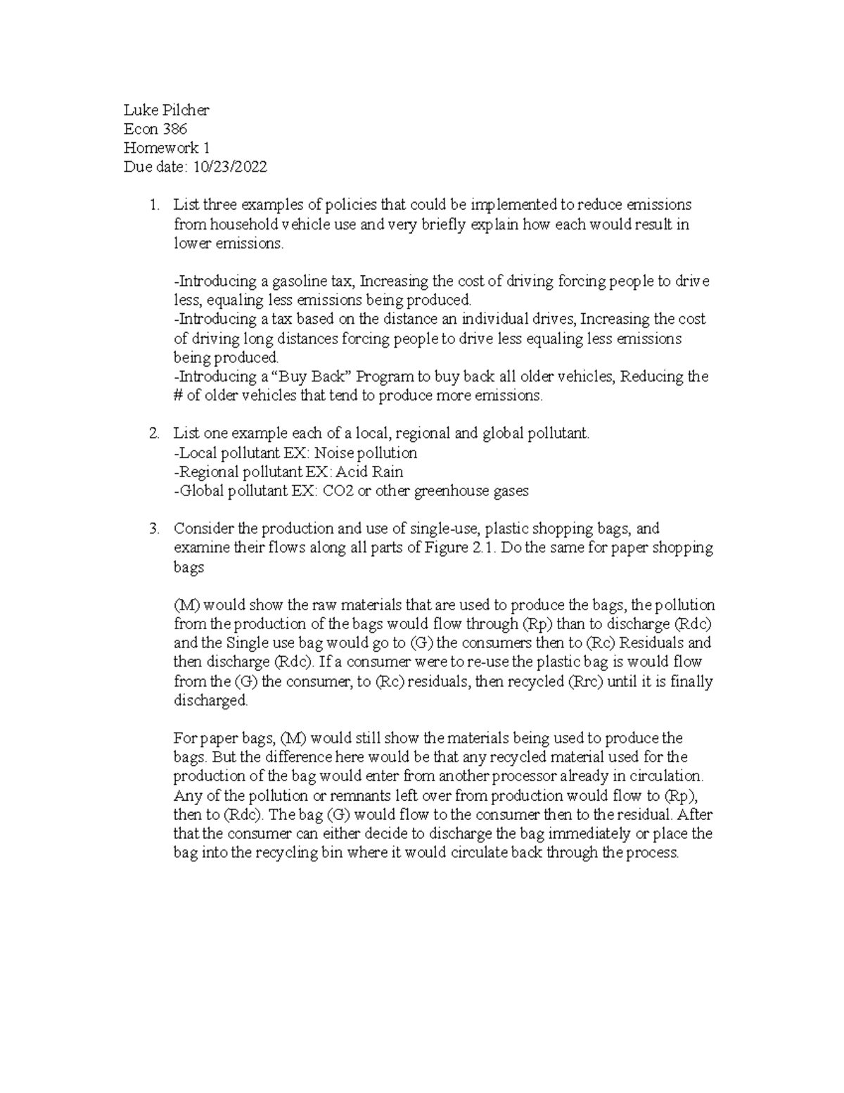 ECON 386 HW 1 - HW #1 - Luke Pilcher Econ 386 Homework 1 Due date: 10 ...